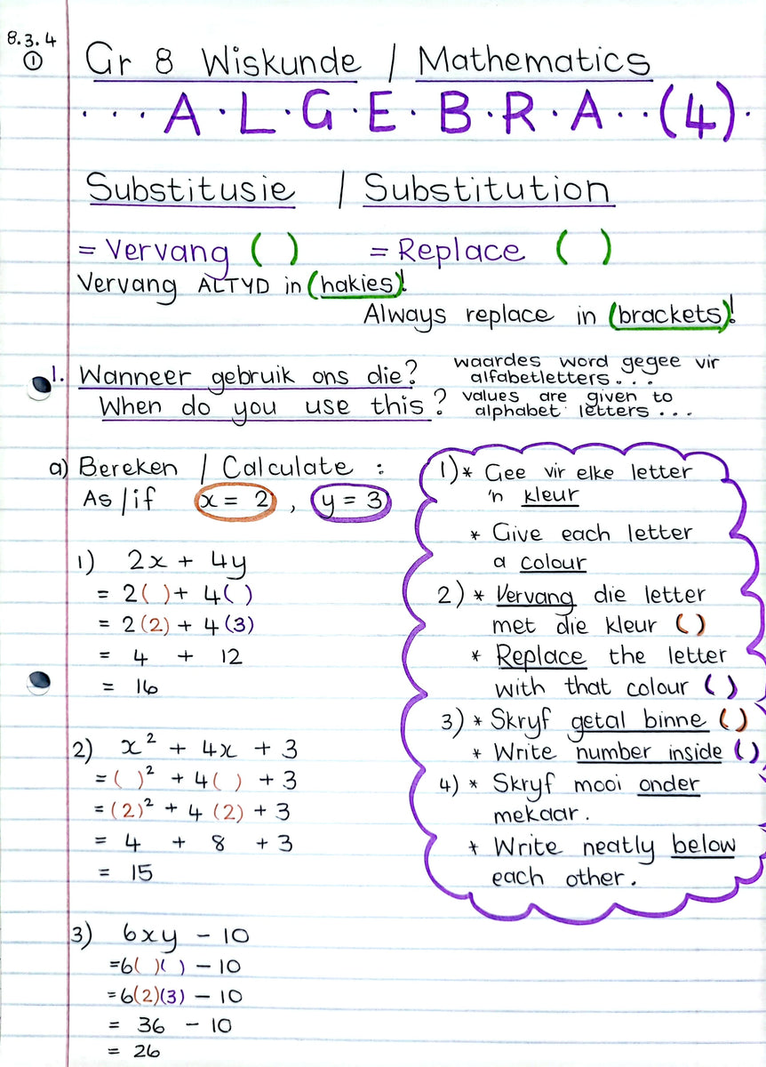 Gr 8 Algebra Bundle – Ontsyfer Wiskunde