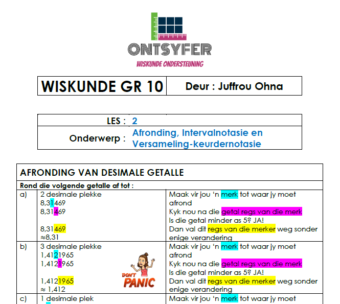 Gr 10 Wiskunde - Afronding en Notasie – Ontsyfer Wiskunde
